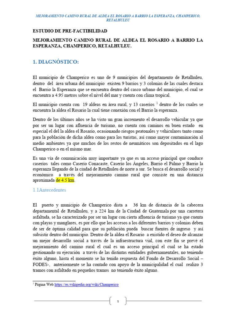 Estudio de Prefactibilidad Champerico Final | PDF