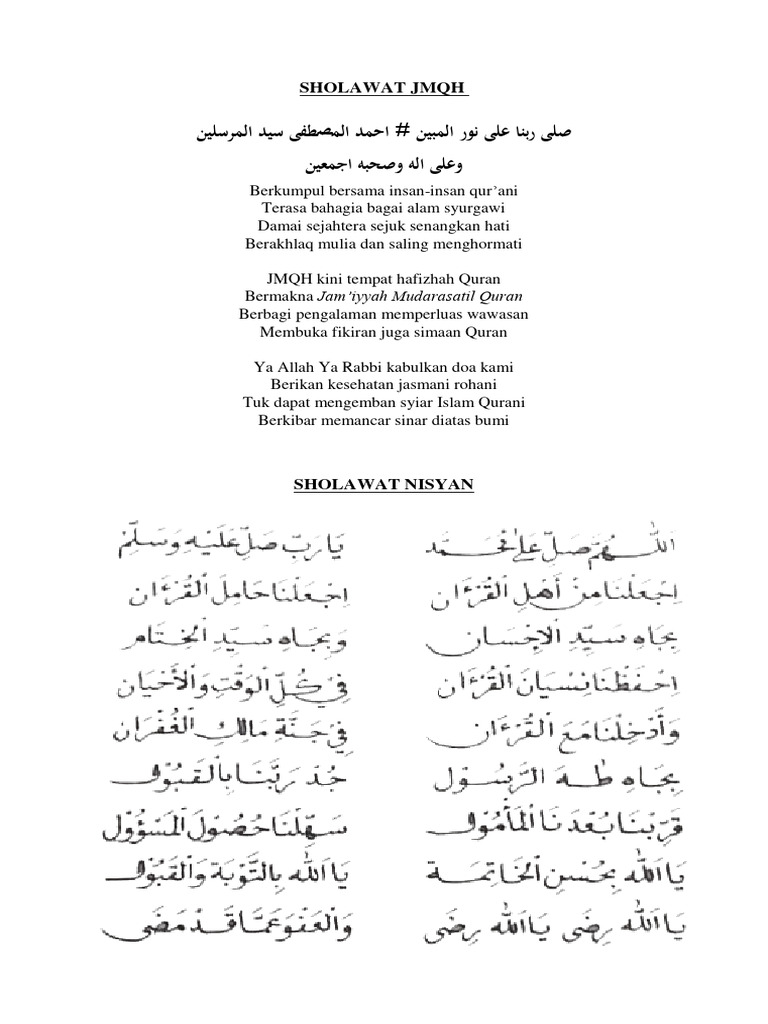 Sholawat JMQH & Sholawat Nisyan | PDF