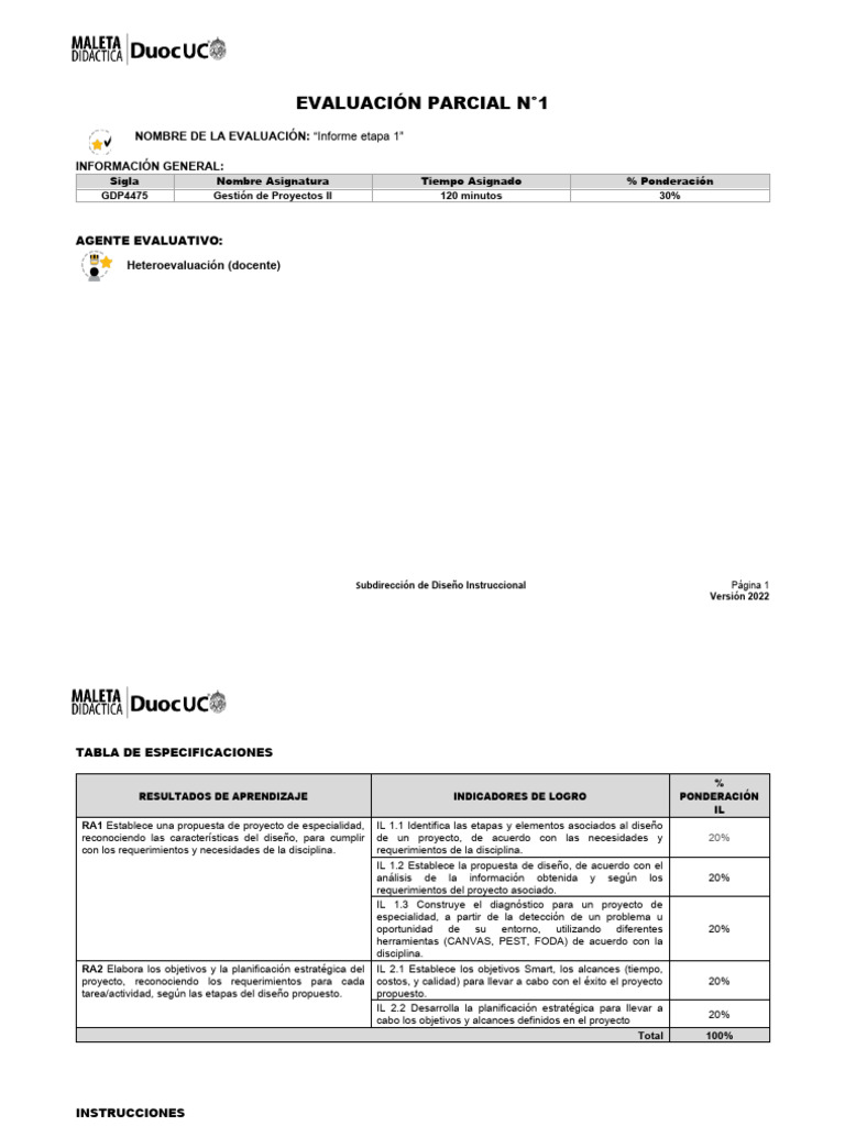 Evaluacion Parcial 1 | PDF | Evaluación | Diseño