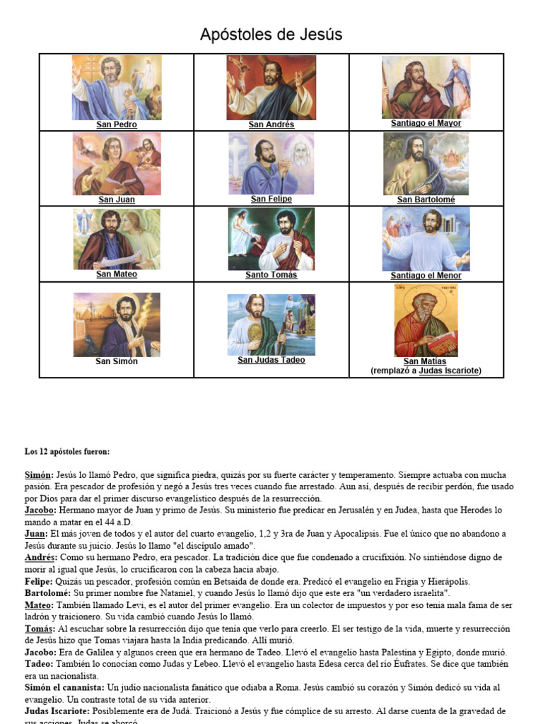 Apóstoles de Jesús | PDF | Jesús | María, madre de Jesús