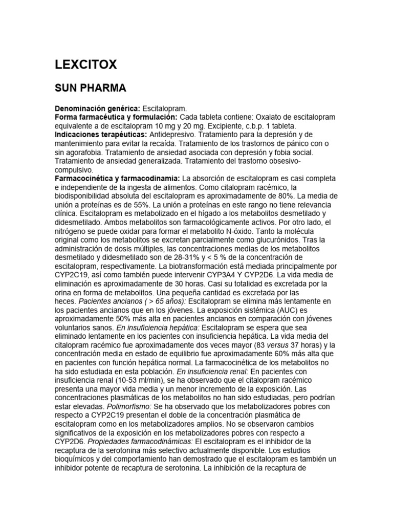 Guía de Uso de Escitalopram | PDF