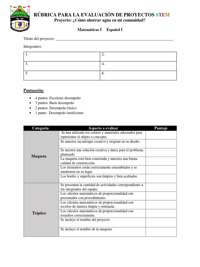 Rúbrica para Evaluar El Proyecto | PDF | Matemáticas