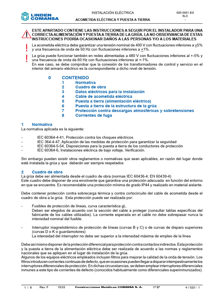 Instalación Eléctrica - INE - 020.0001 - F - ES - 5LC5010 | PDF