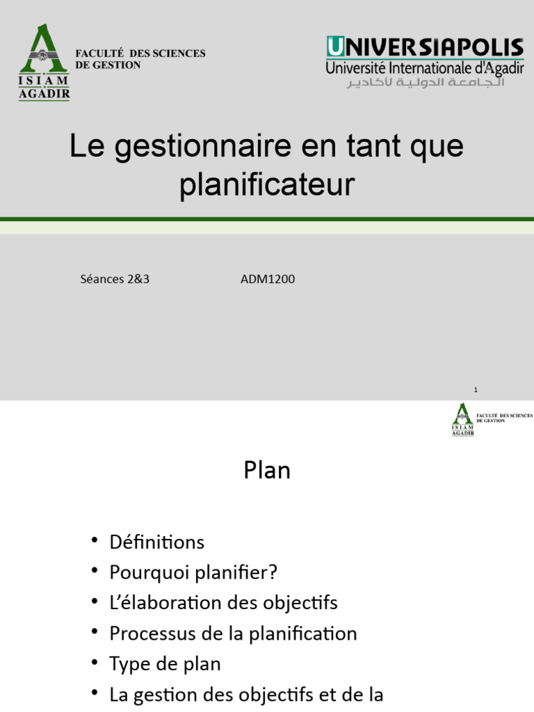 La Planification 1 | PDF