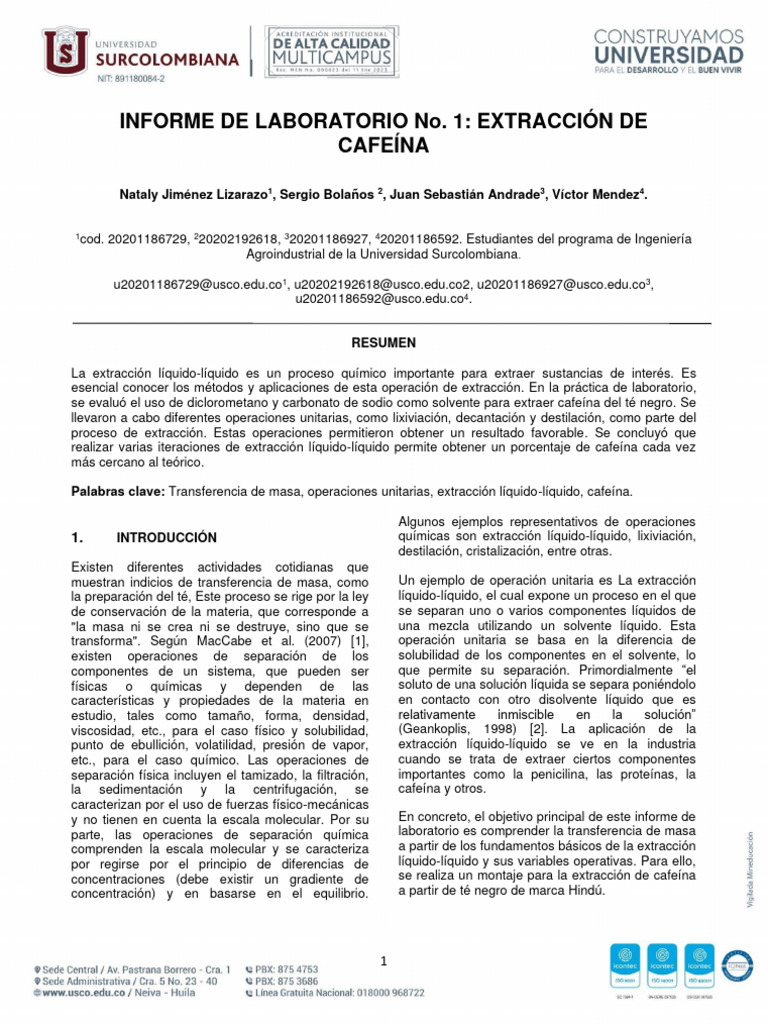 Informe#1 Andrade Diaz Jimenez Lizarazo Mendez Bolaños | PDF | Química ... Informe#1 Andrade Diaz Jimenez Lizarazo Mendez Bolaños | PDF | Química ...