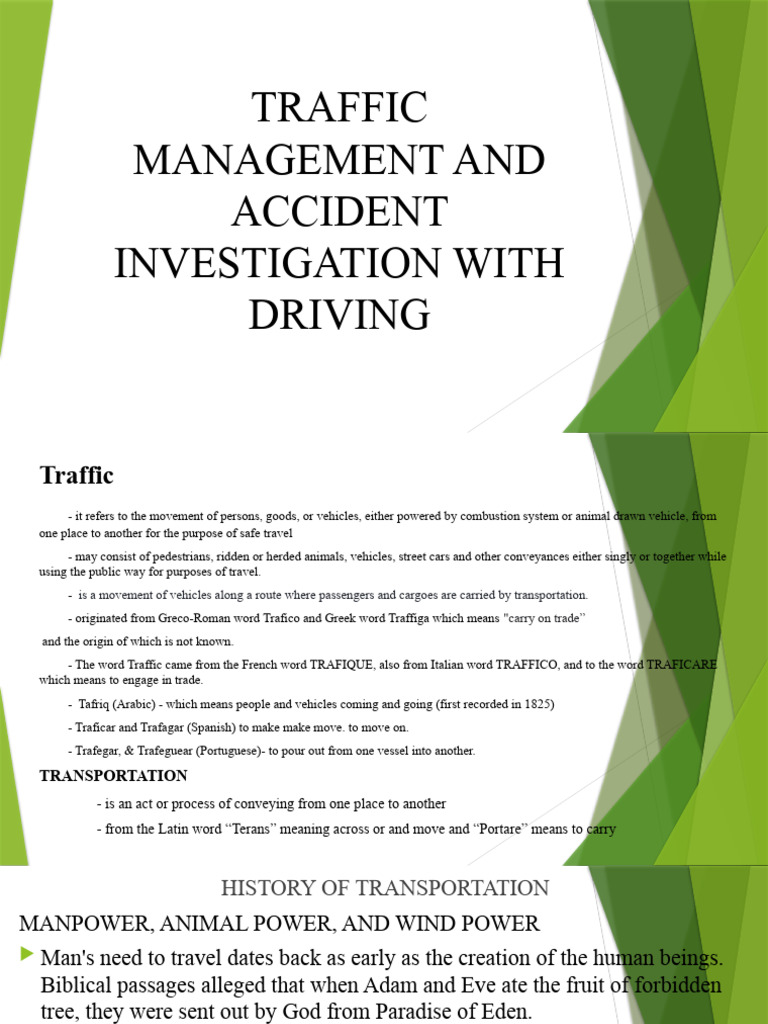 Traffic Management and Accident Investigation With Driving | PDF ...