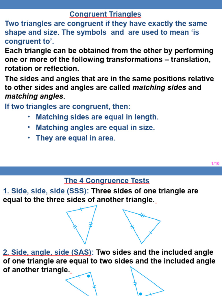 Congruent Triangles | PDF | Triangle | Euclidean Plane Geometry
