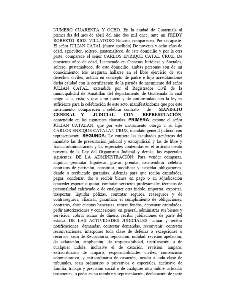 Mandato General y Judicial Con Represetación | PDF