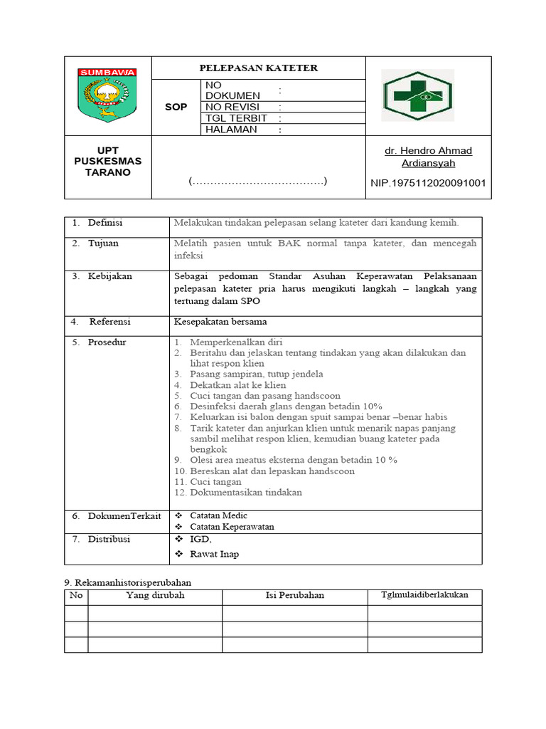 Pelepasan Kateter | PDF