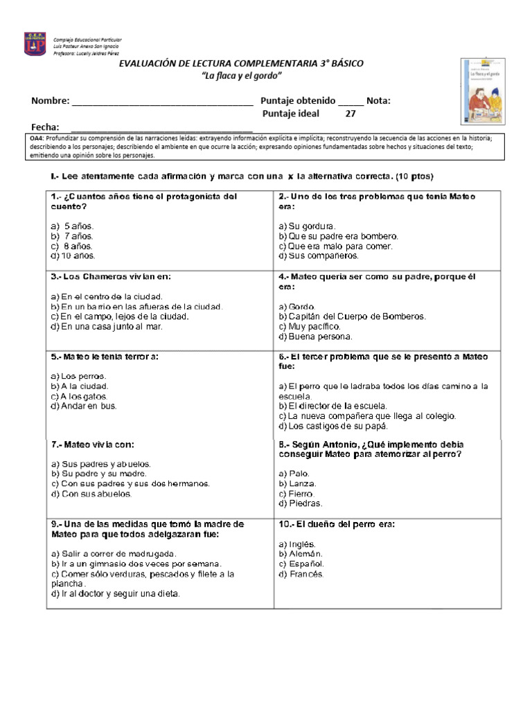 3° Evaluacion LA FLACA Y EL GORDO 2023 | PDF