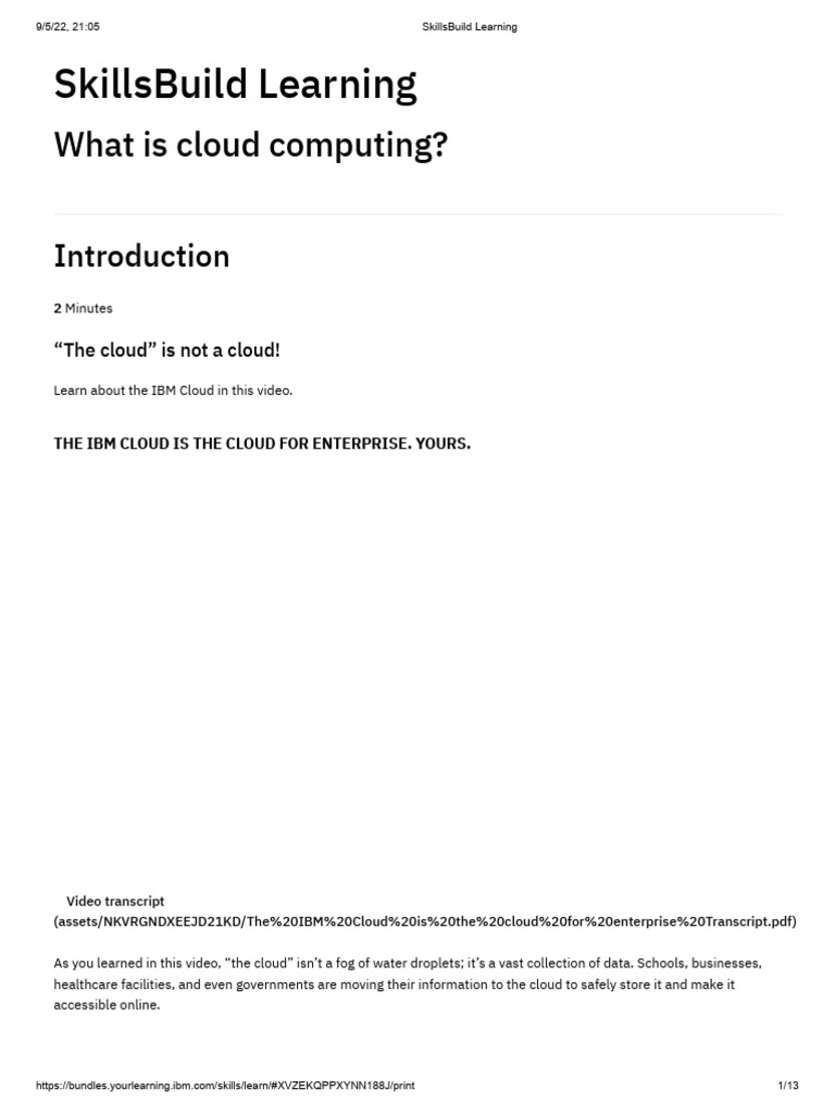 1.1. What Is Cloud Computing - SkillsBuild Learning | PDF 1.1. What Is Cloud Computing - SkillsBuild Learning | PDF