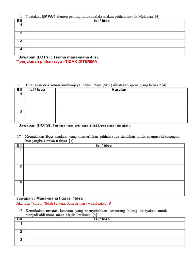 Topik 6 Pilihan Raya Soalan | PDF