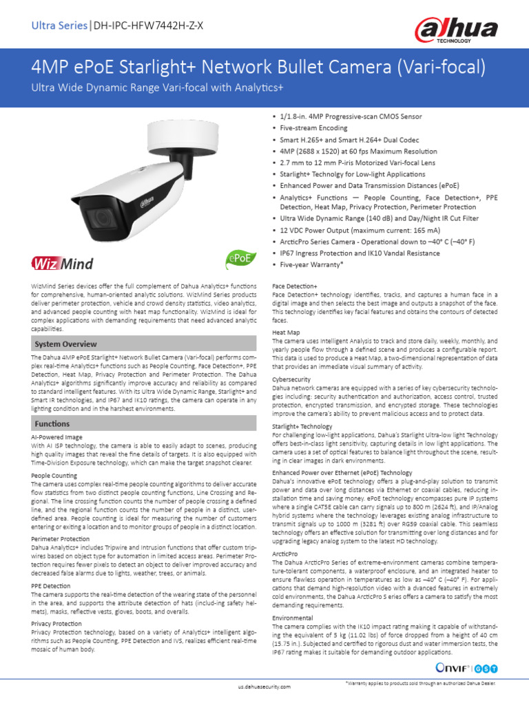 Dahua Datasheet DH Ipc Hfw7442h Z X Final | PDF