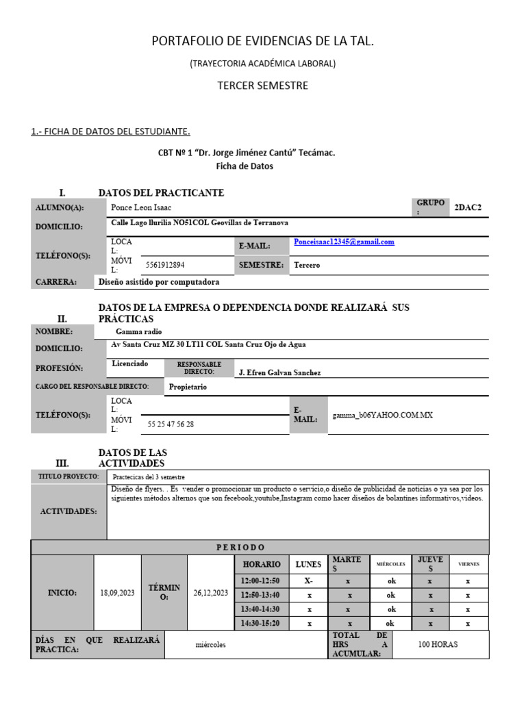 Ficha de Datos Del Estudiante | PDF