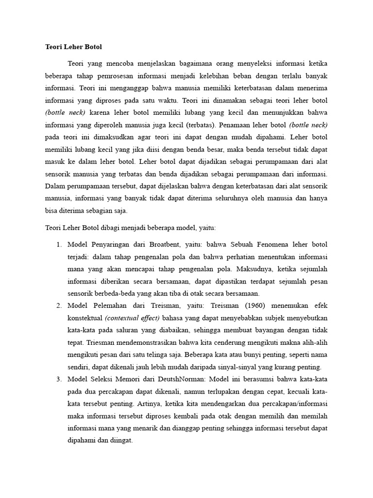 Teori Leher Botol Dan Teori Kapasitas | PDF