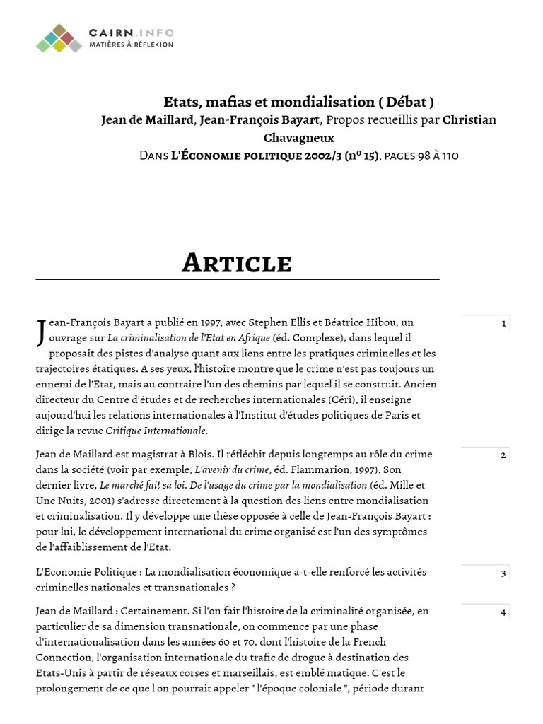 Mondialisation et criminalité : enjeux clés | PDF | Crime organisé ...