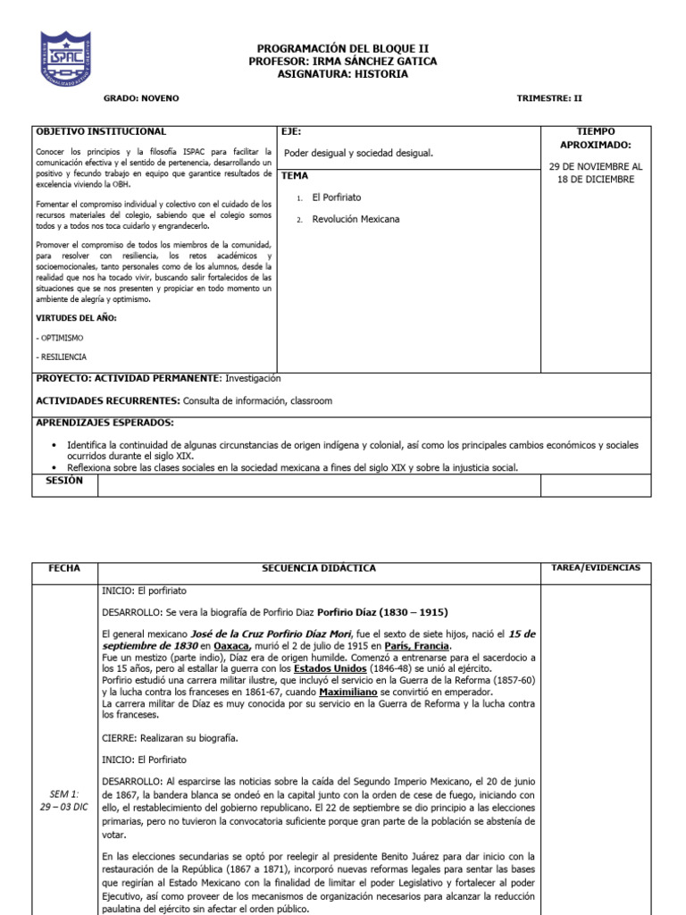 9° Programa Hist 2021 Trim Ii | PDF | revolución mejicana | México