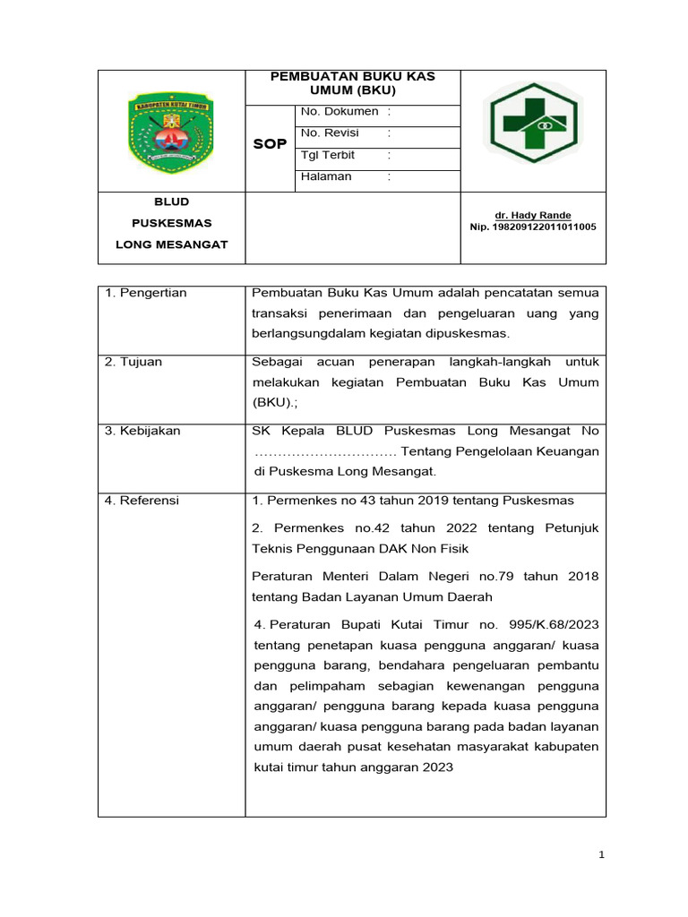 SOP Pembuatan BKU | PDF