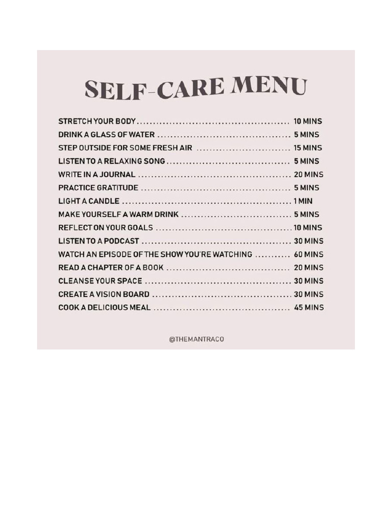 Self-Care Menu | PDF