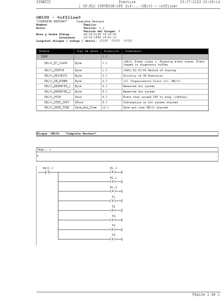 OB100 Practica 1 Conveyor | PDF | Informática