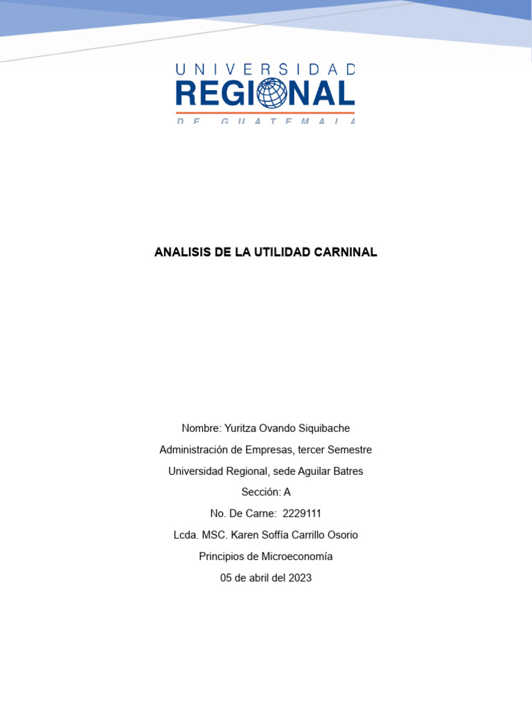 Análisis de la Utilidad Cardinal | PDF | Ecuaciones | Utilidad