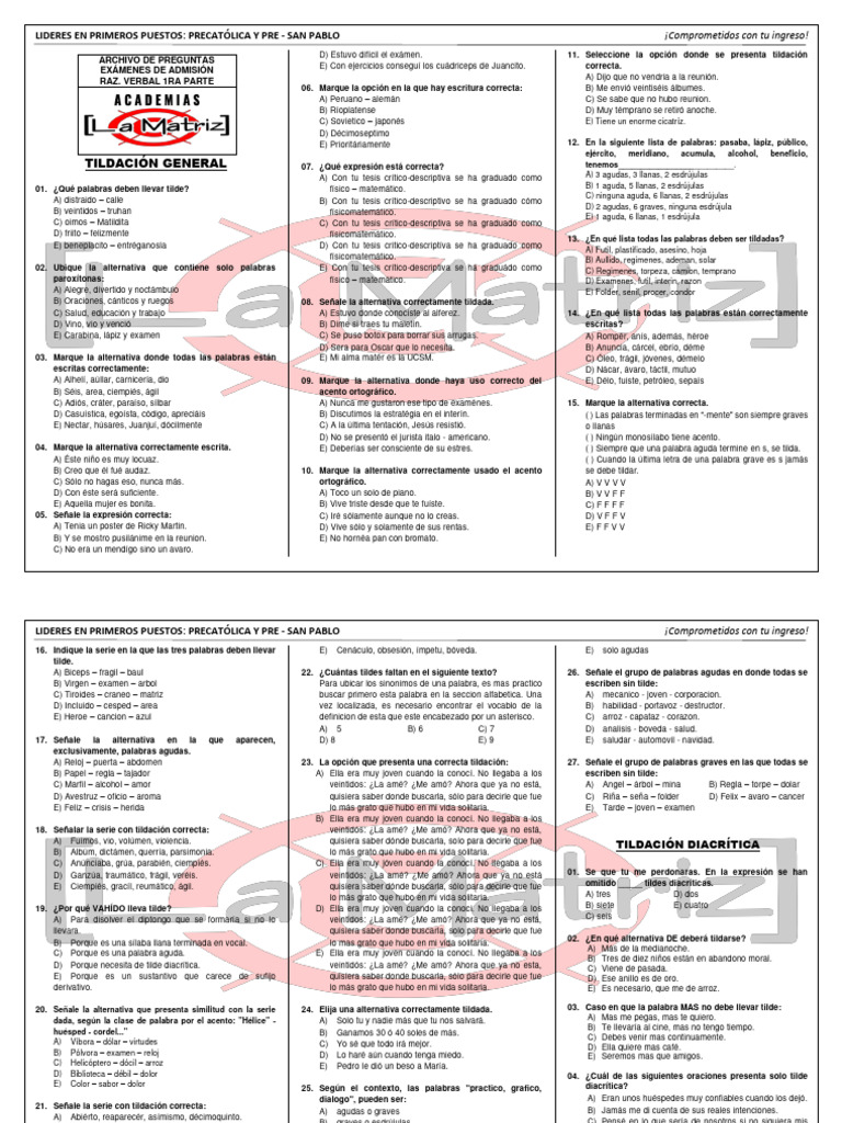 Raz. Verbal - Tema1 - Banco de Preg. | PDF