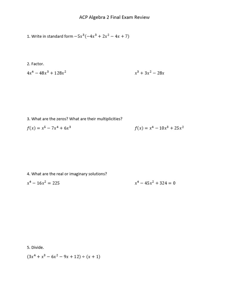 ACP Algebra 2 Final Exam Review 2023 | PDF | Logarithm | Circle