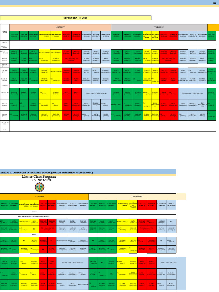 Jhs Shifting Final Class Program PDF