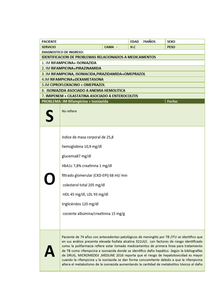 Formato de Evolucion Soap CC1.1-1 | PDF | Medicamentos con receta | Anemia