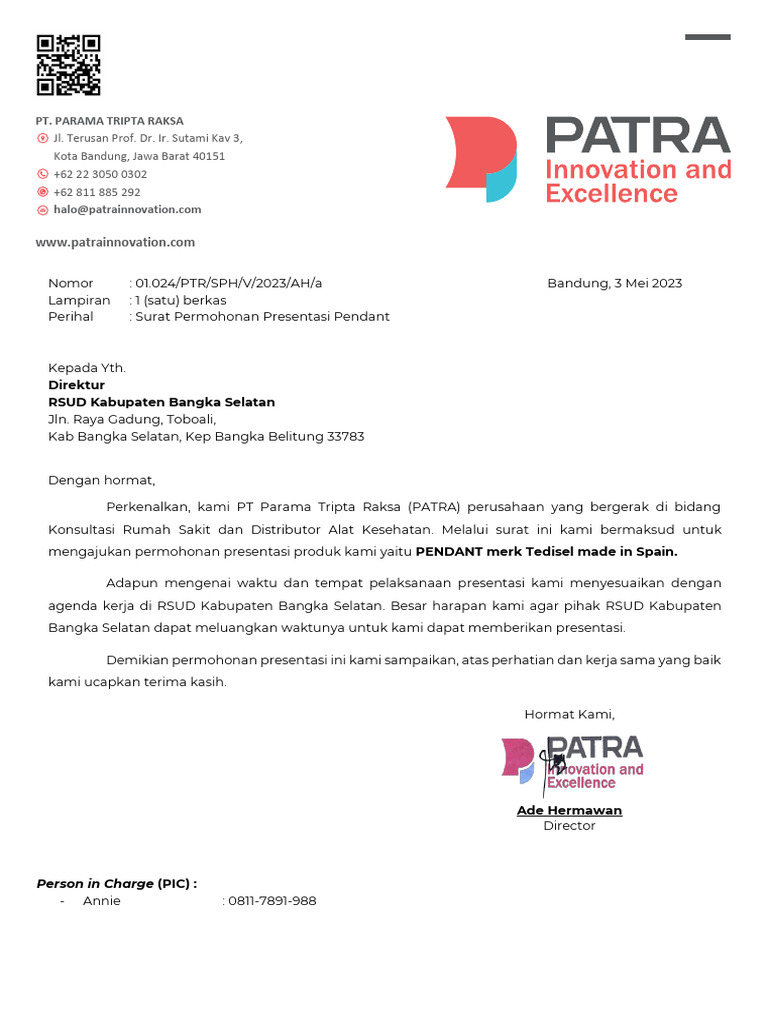 Permohonan Presentasi - Pendant - RSUD Kabupaten Bangka Selatan | PDF | Intensive Care Unit ...