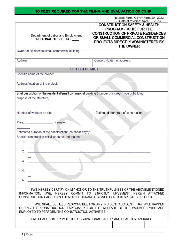 Form2a 1 | PDF | Occupational Safety And Health | Labor