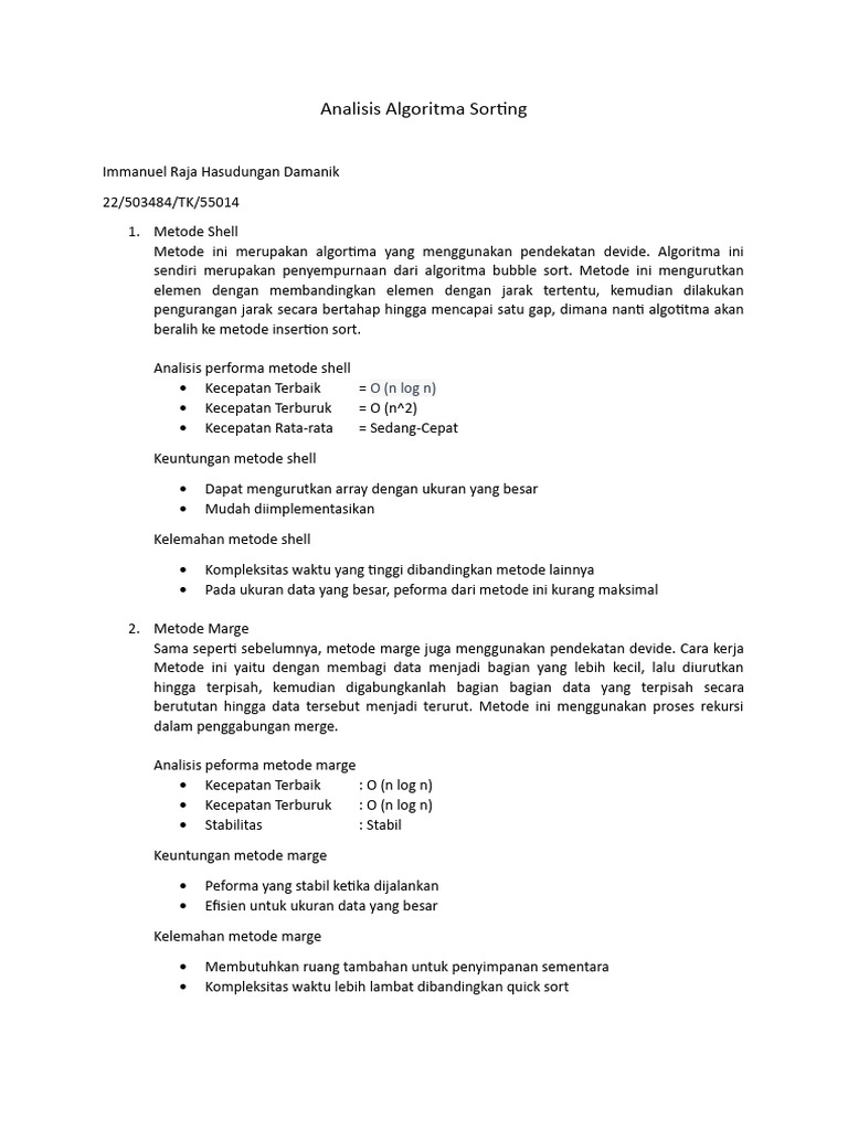 Analisis Algoritma Sorting | PDF | Komputer