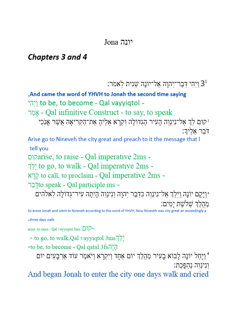 Hebrew Jonah 3-4 | PDF
