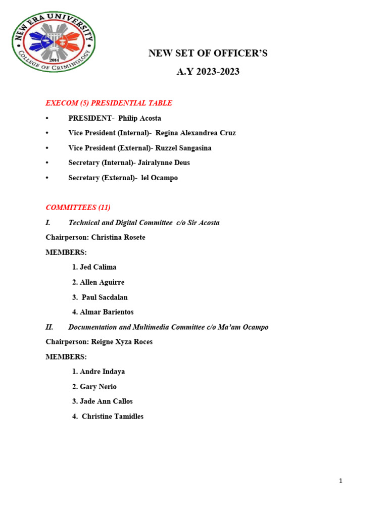 New Set of Officers A.Y 2023 2024 | PDF | Military Organization ...