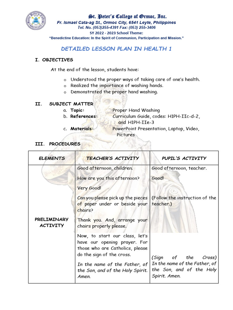 Grade 1 Health LP | PDF | Hand Washing
