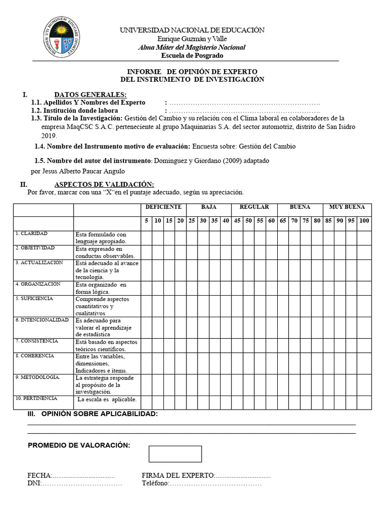 Juicio - Experto - 2019 A | PDF | Metodología de encuesta | Comportamiento