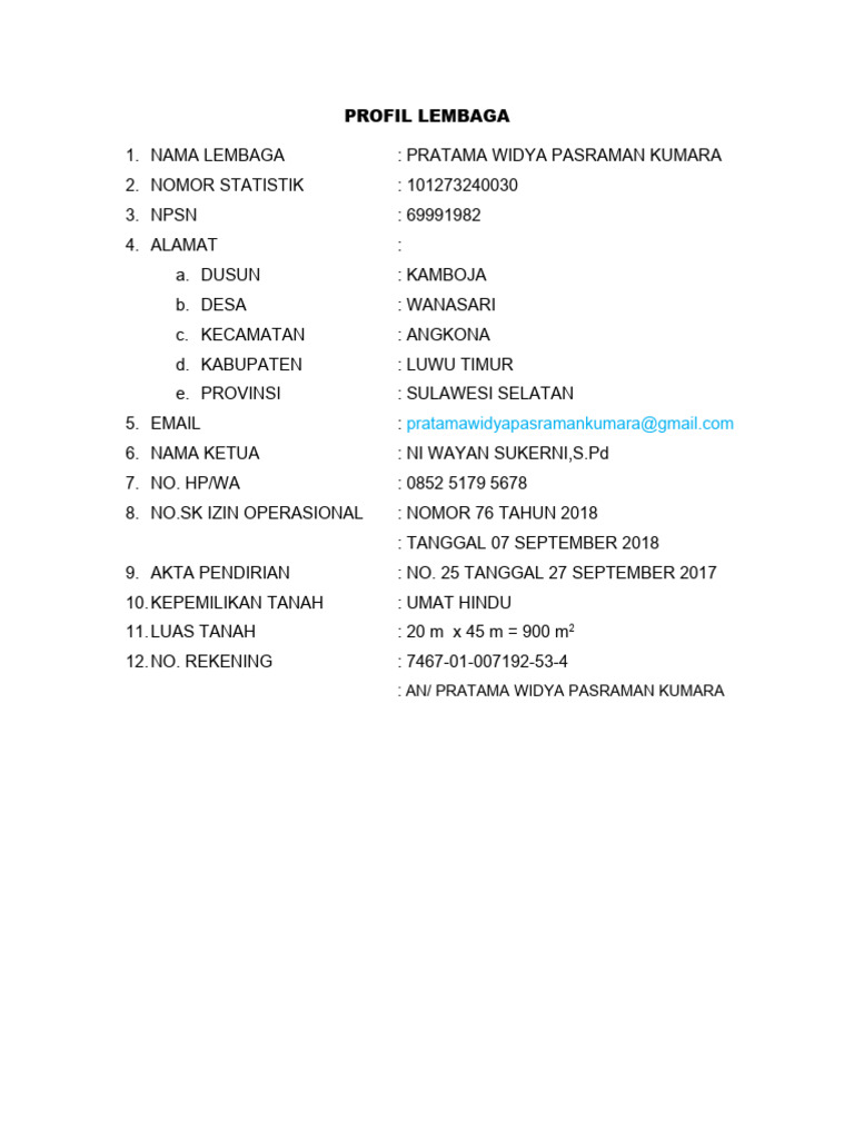 Profil Lembaga | PDF