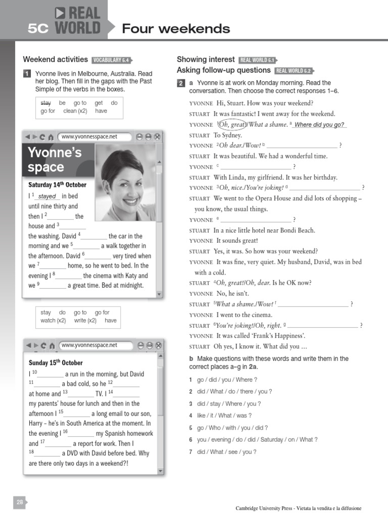Weekend Activities Vocabulary Practice | PDF