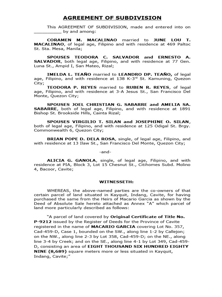 Sample Deed of Partition | PDF