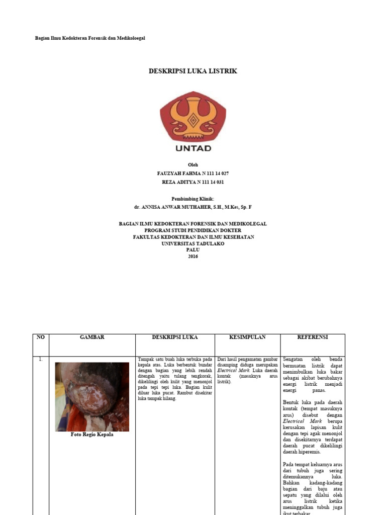 Deskripsi Luka Listrik dan Joule Burn | PDF