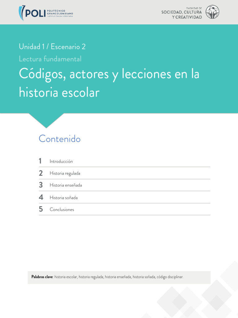 Códigos, Actores y Lecciones en Al Historia Escolar | PDF | Plan de ...