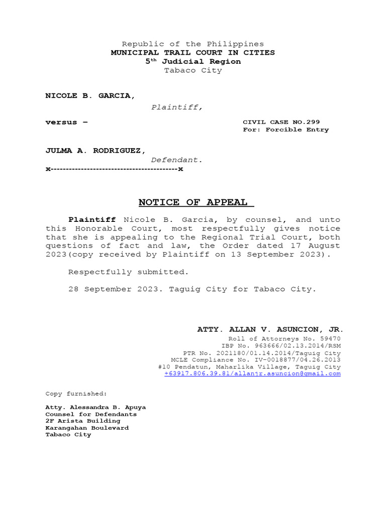 Notice of Appeal | PDF