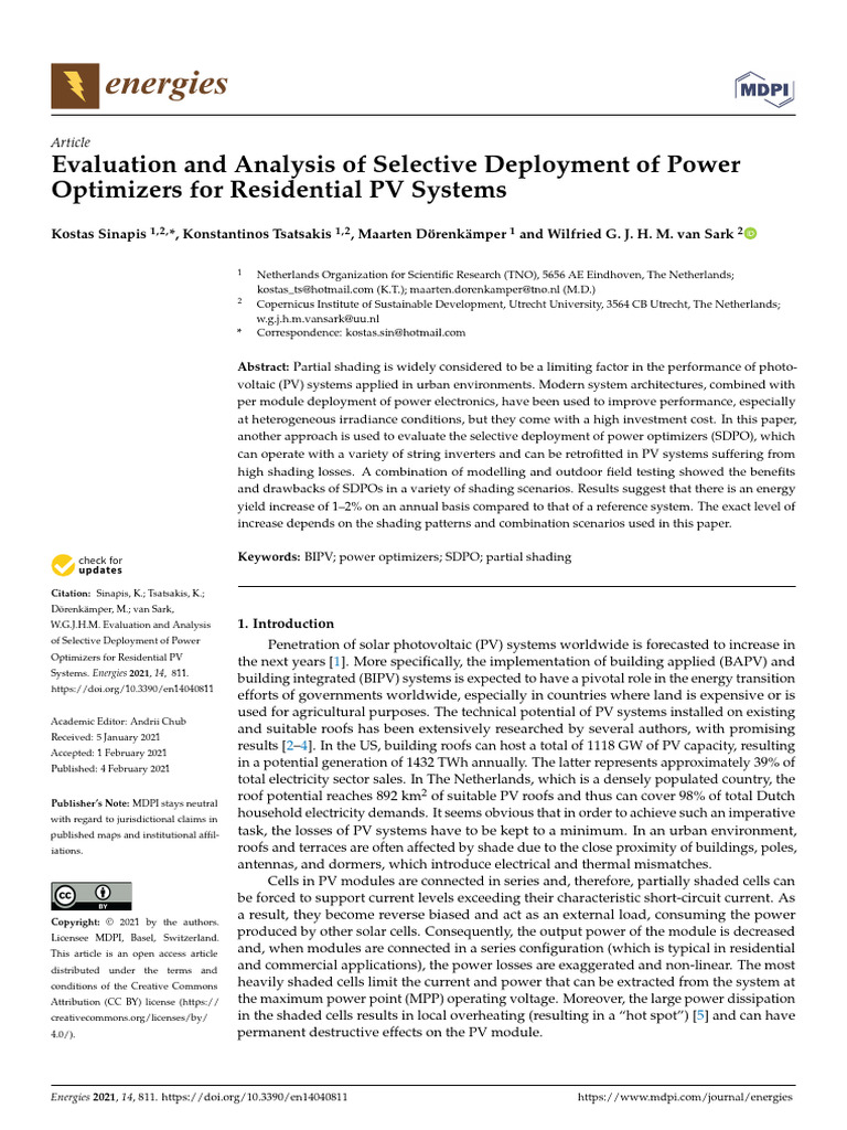 Evaluation and Analysis of Selective Deployment of Power Optimizers For ...