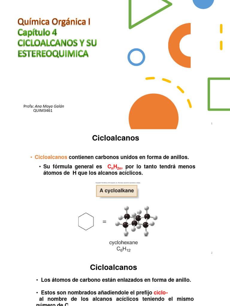 Presentacion Cap 4 Quim3461 - Ana Moya | PDF | Química Física | Estereoquímica