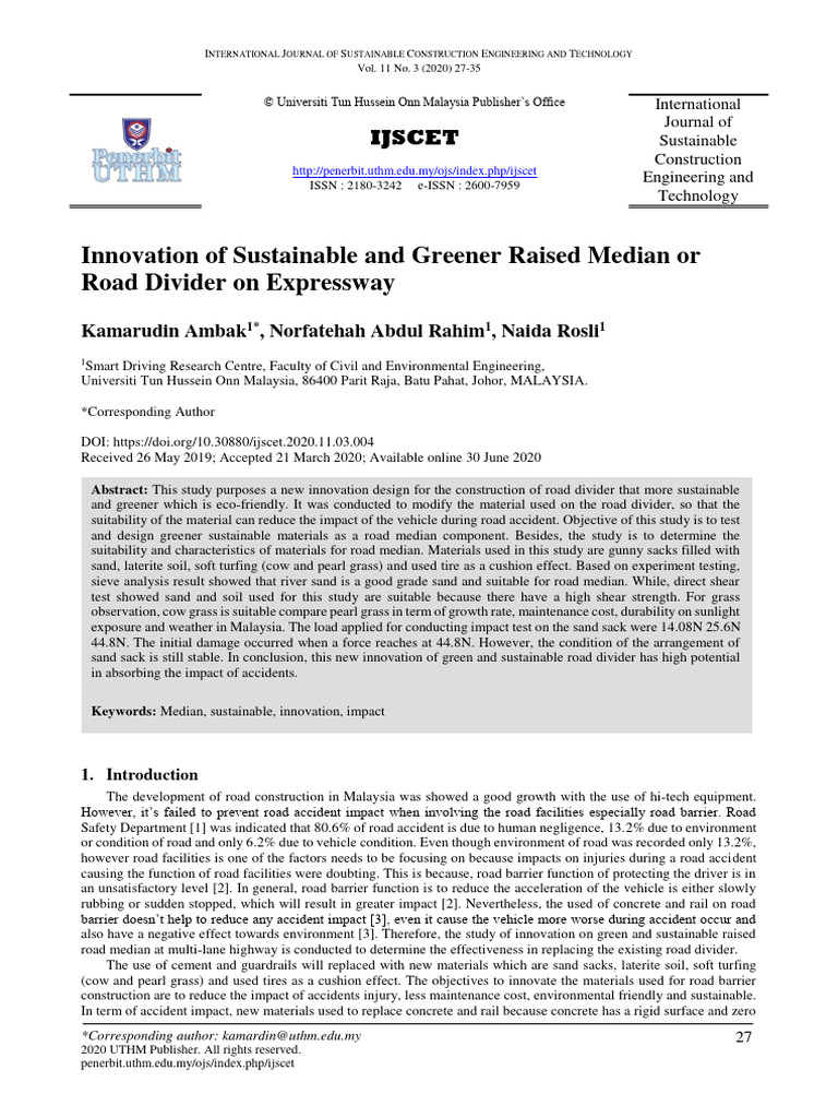 Innovation of Sustainable and Greener Raised Median or Road Divider On ...