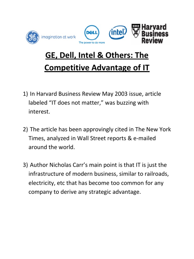 0 - Case Study - GE Dell Intel & Others - The Competitive Advantage of ...
