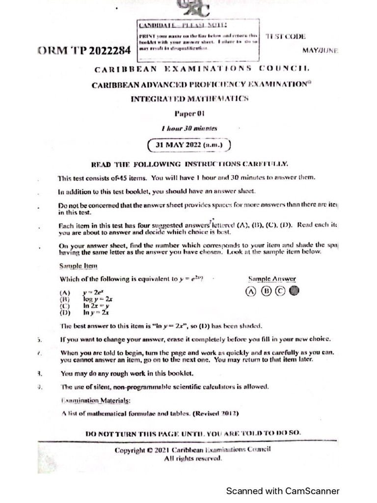 Integrated Maths 2022 P1 | PDF