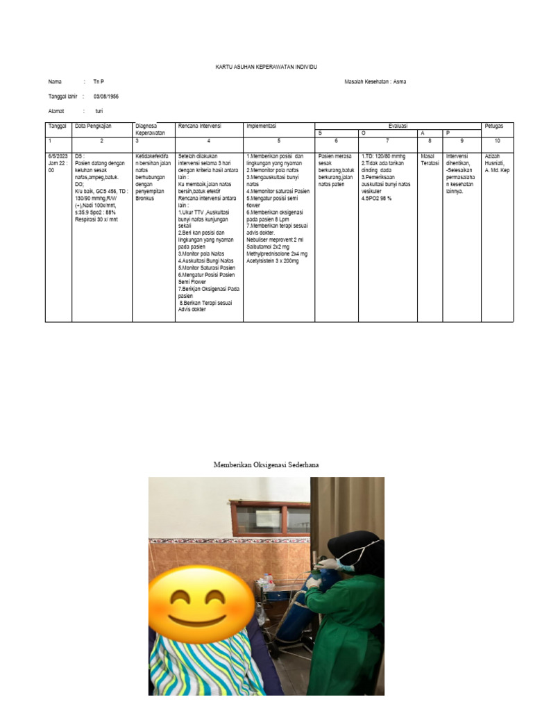 Kartu Asuhan Keperawatan Asma Tn P | PDF