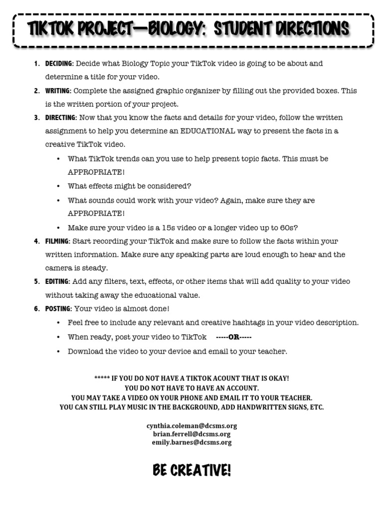 TikTok Project 2020 | PDF | Video | Rubric (Academic)