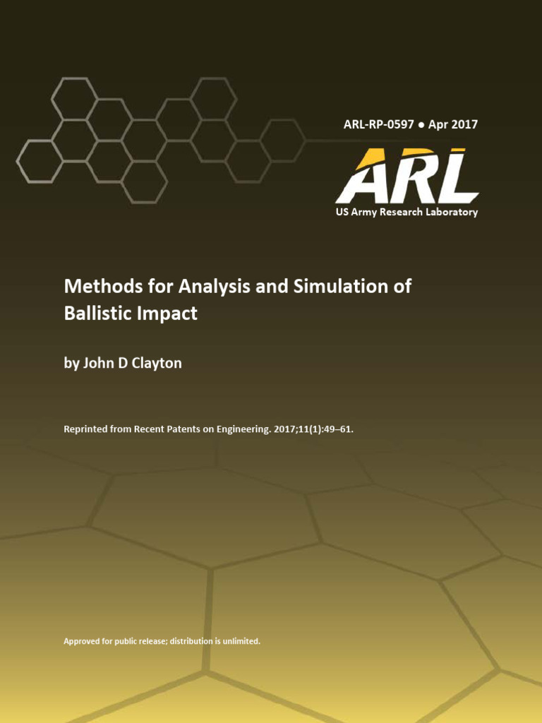 AD1032459 Methods For Analysis and Simulation of Ballistic Impact | PDF ...